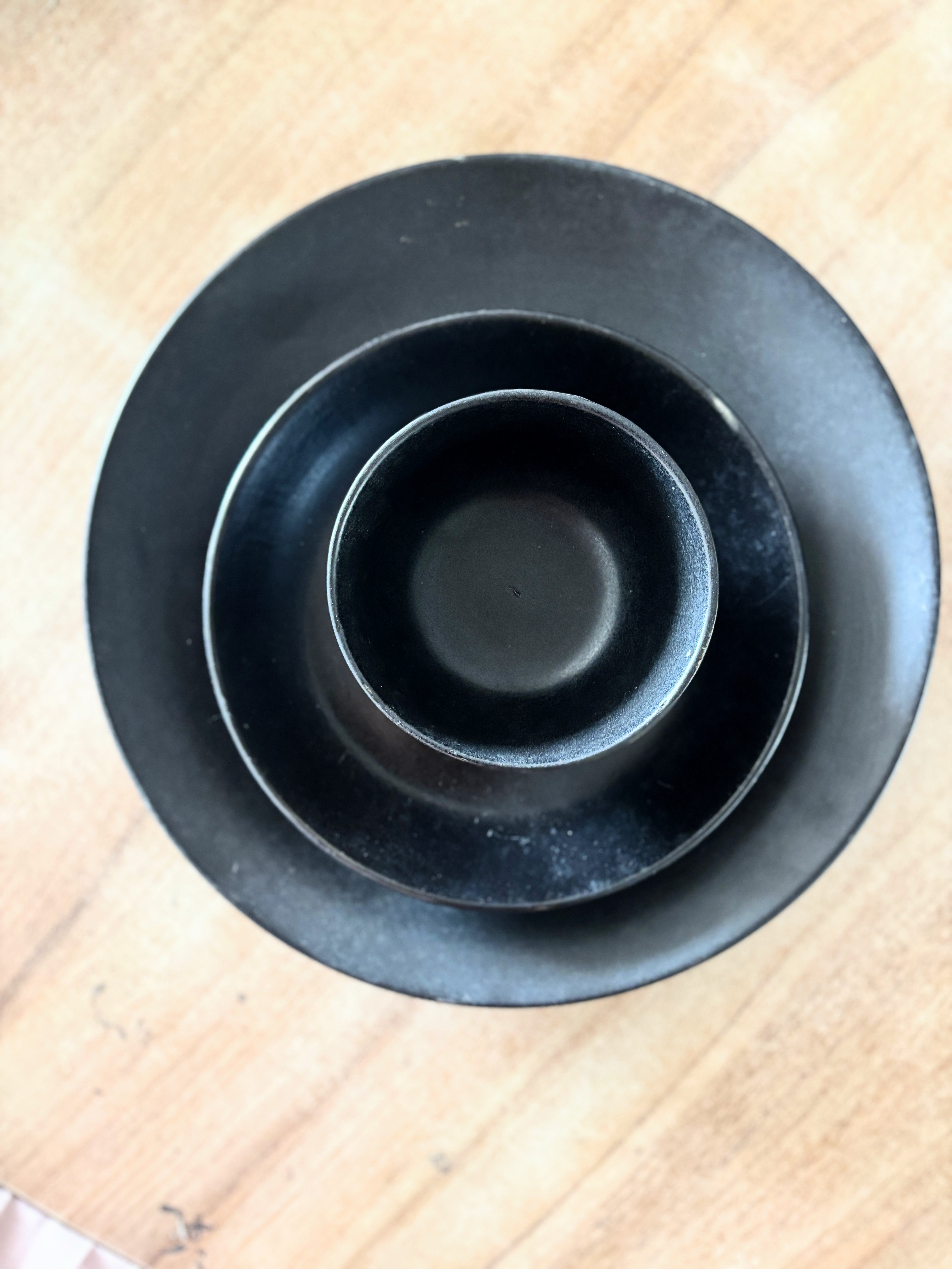 Matte Black Dinner Set | One Dinner Plate, One Quater Plate, One Bowl ...